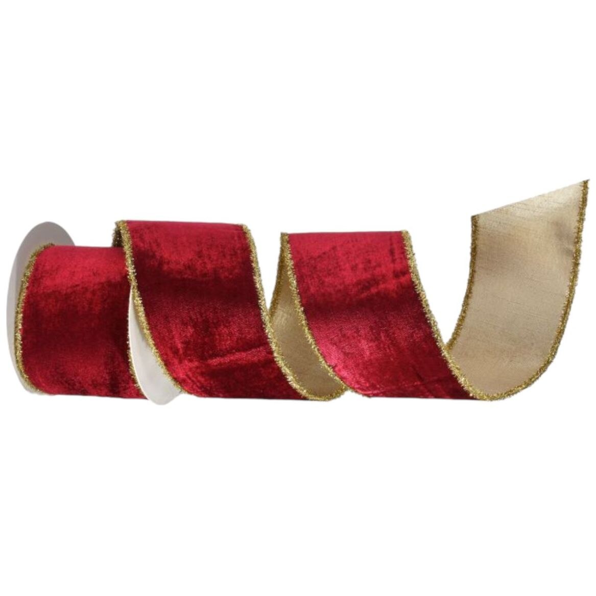 Rollo de Listón Terciopelo Burgundy Y Oro 4.5M