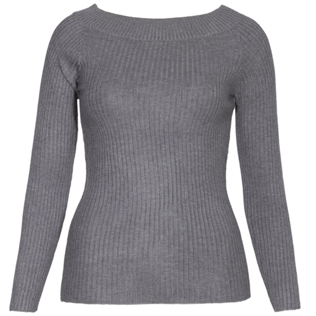 Suéter Cerrado Cuello de Ojal para Mujer