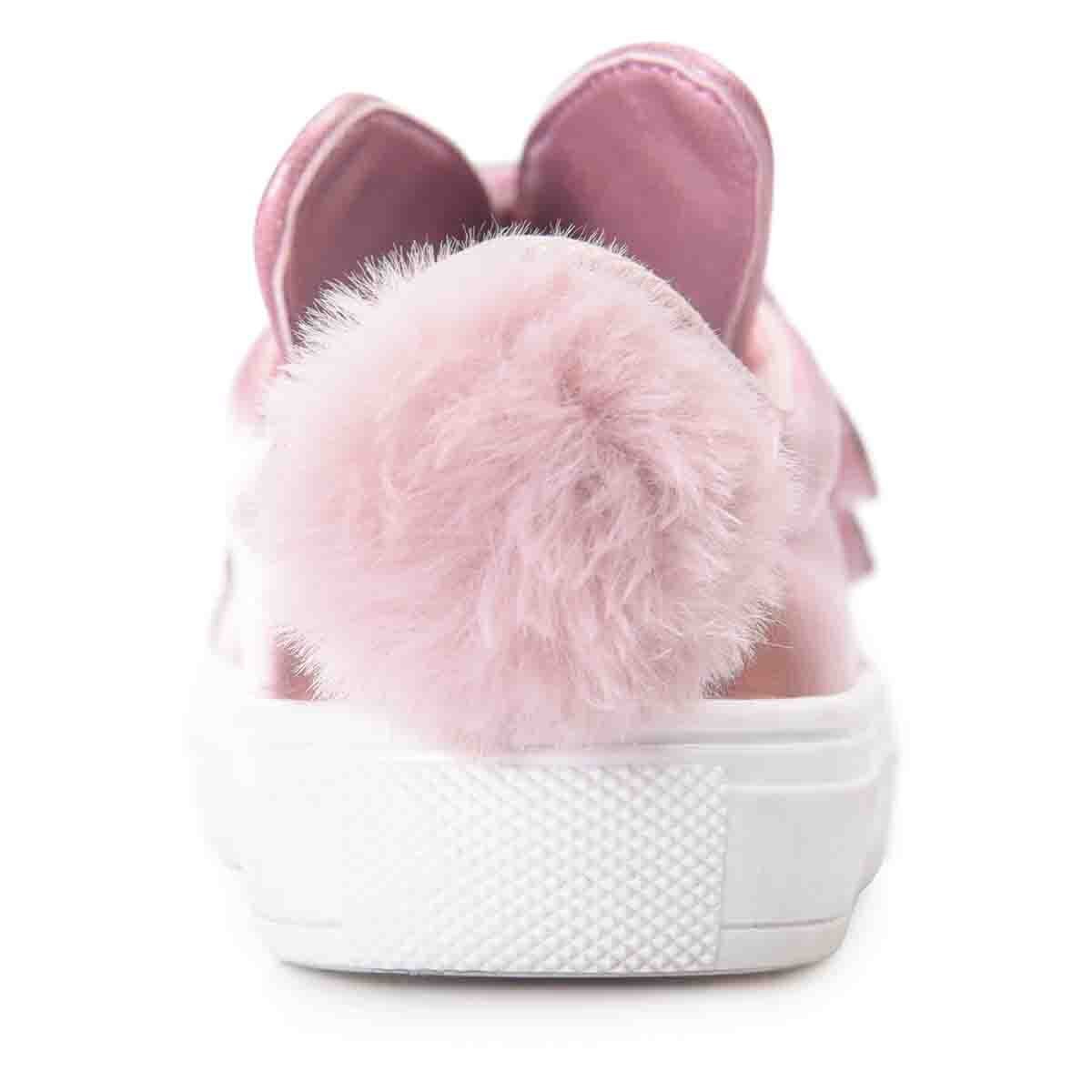 Tenis conejito con pompón y velcro para ajuste color rosa brillante ...
