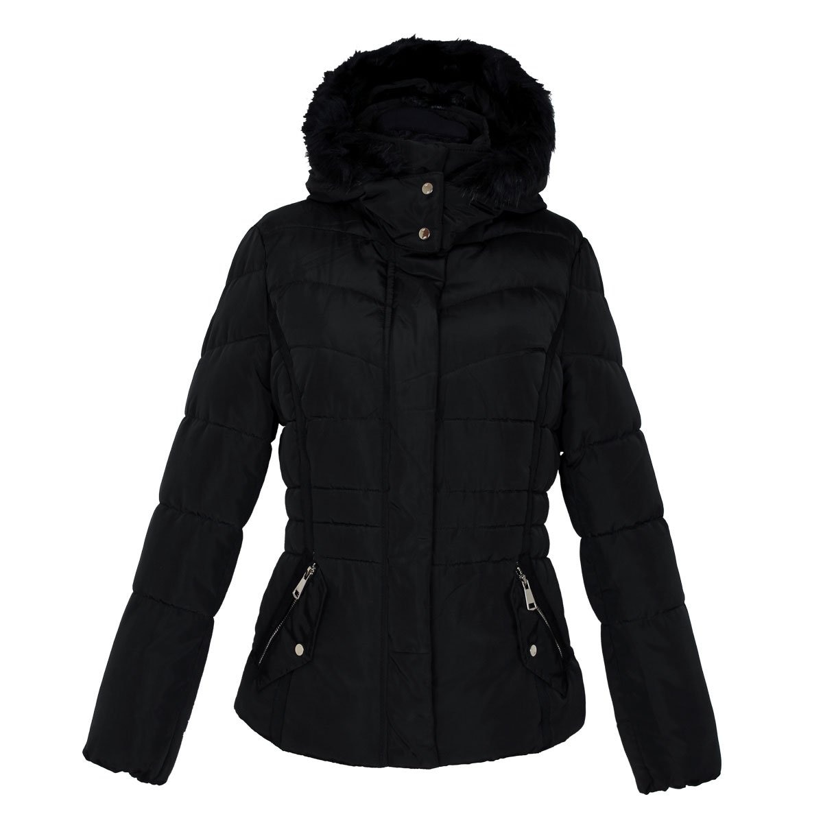 Chamarra negra con capucha capitonado city femme - Sears