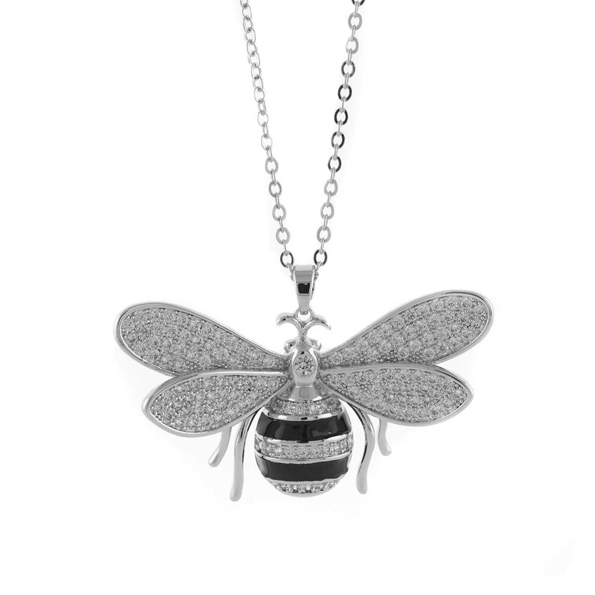 Collar Plateada en Abeja Ziena
