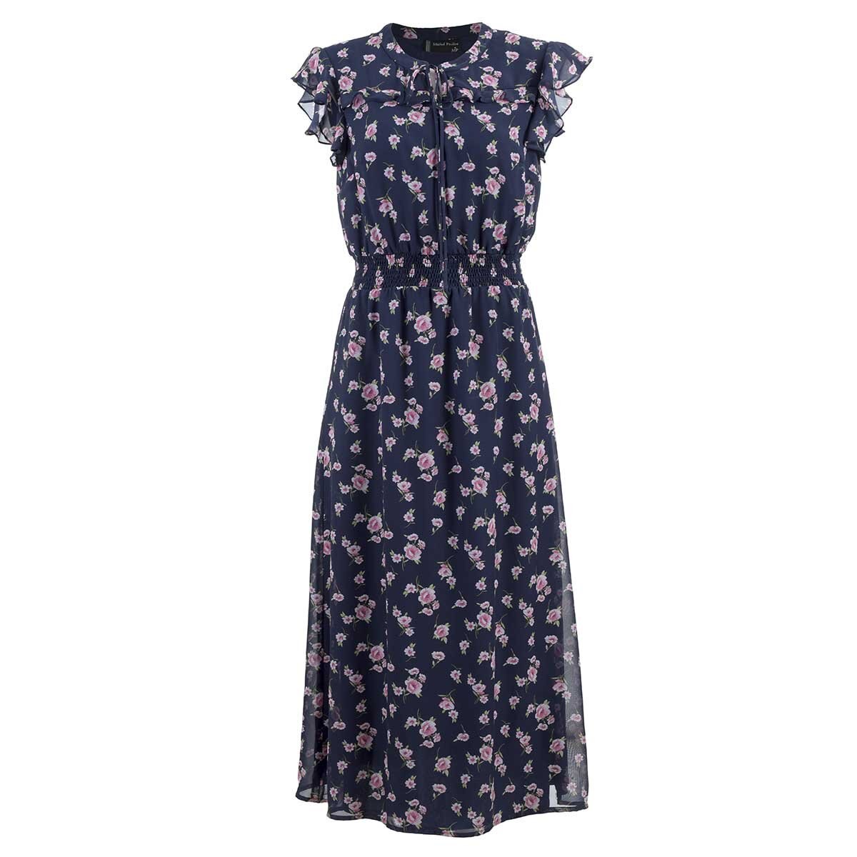 Vestido Estampado Largo Tirantes Cuello V Michel Paulini