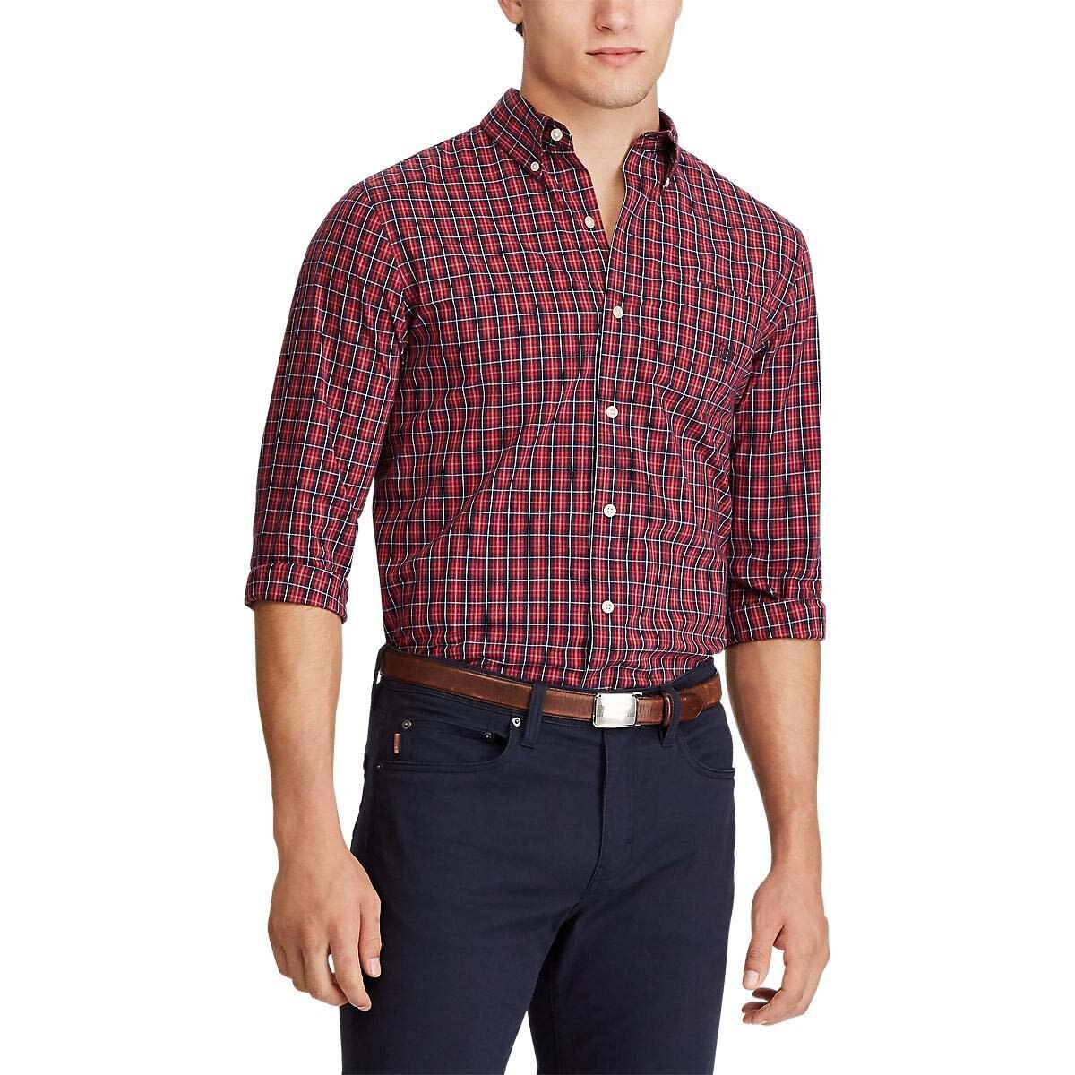 Camisa slim manga larga de cuadros chaps para caballero - Sears