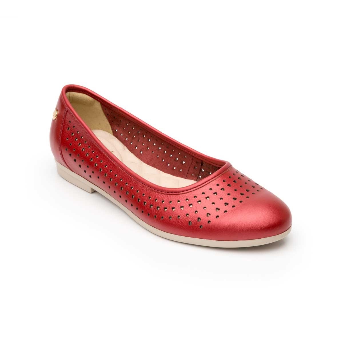 Balerina Perforada Color Rojo Flexi