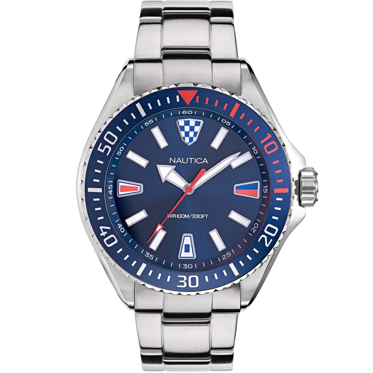 Reloj para Caballero Extensible de Acero Inoxidable Plata Nautica