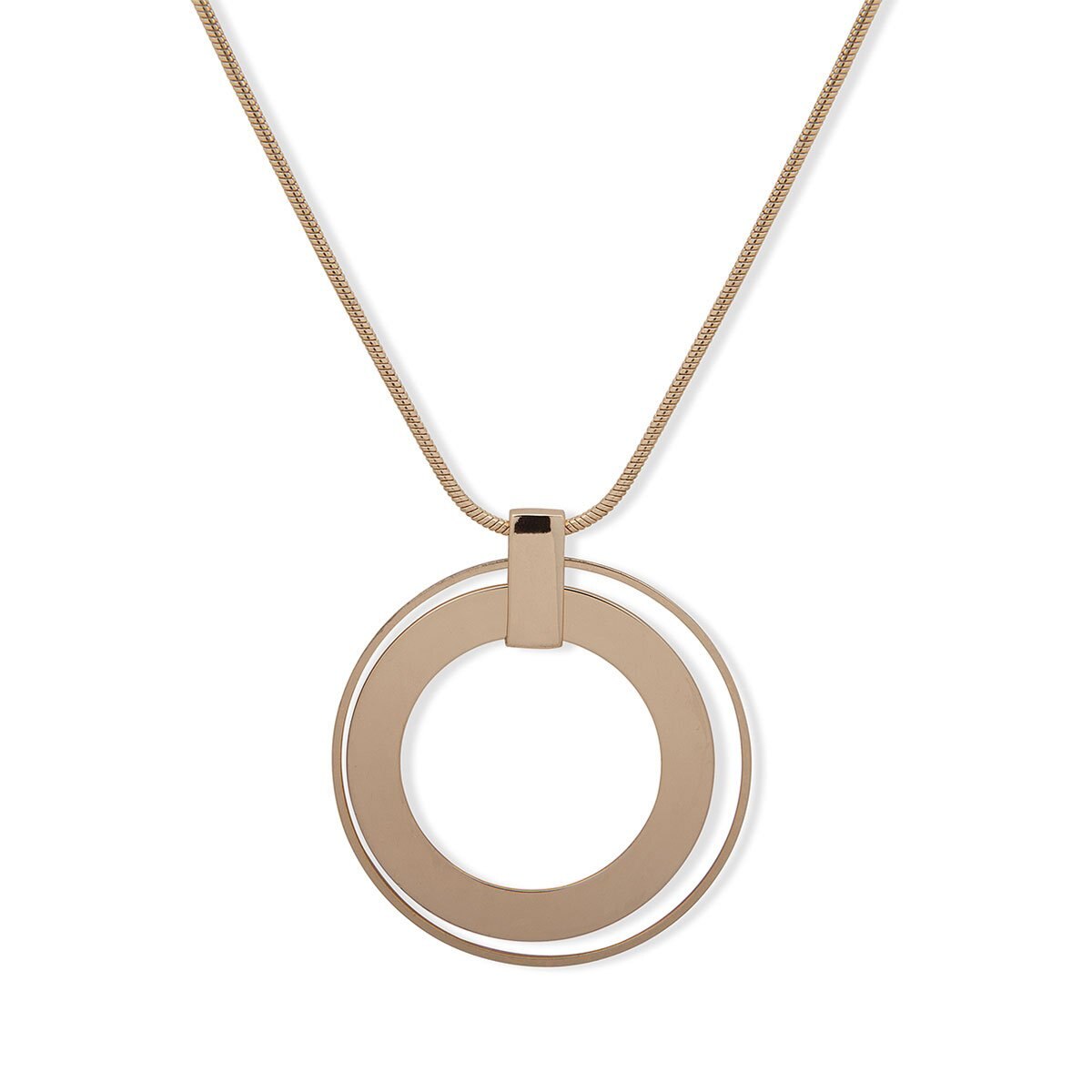 Collar dorado de 16" ajustable con colgante en forma de aro doble nine ...