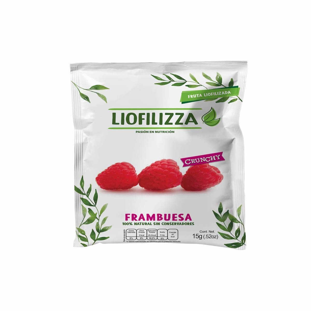 Bolsa con Frambuesa Liofilizada Crunchy de 15 Grs