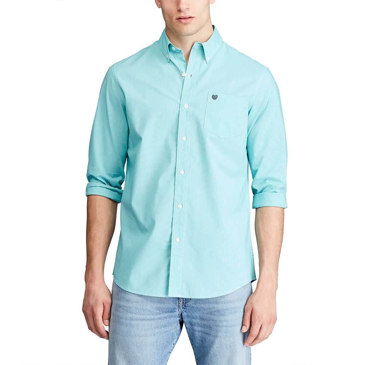 Camisa slim para caballero manga larga verde chaps - Sears