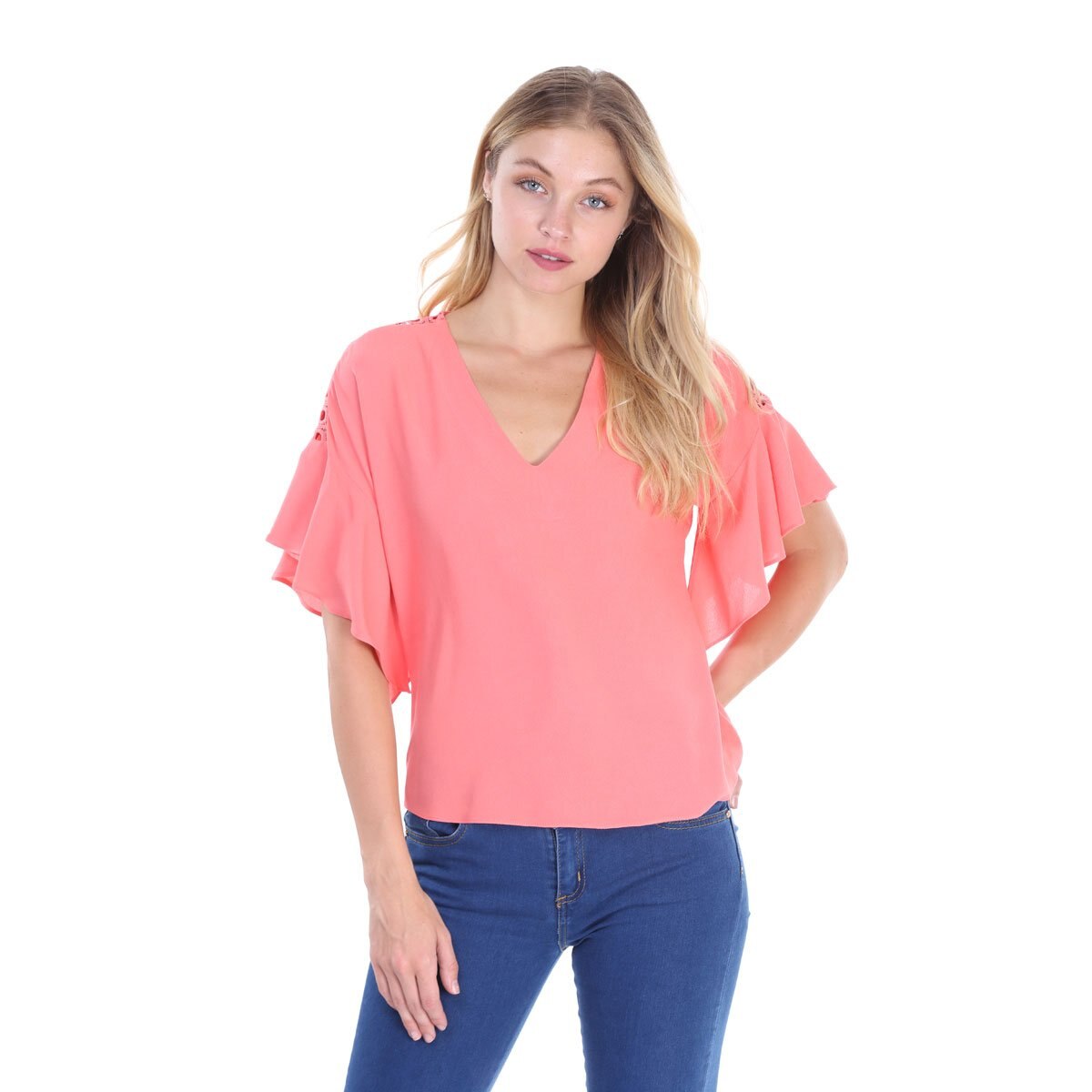 Blusa Lisa con Olan para Dama Zucca