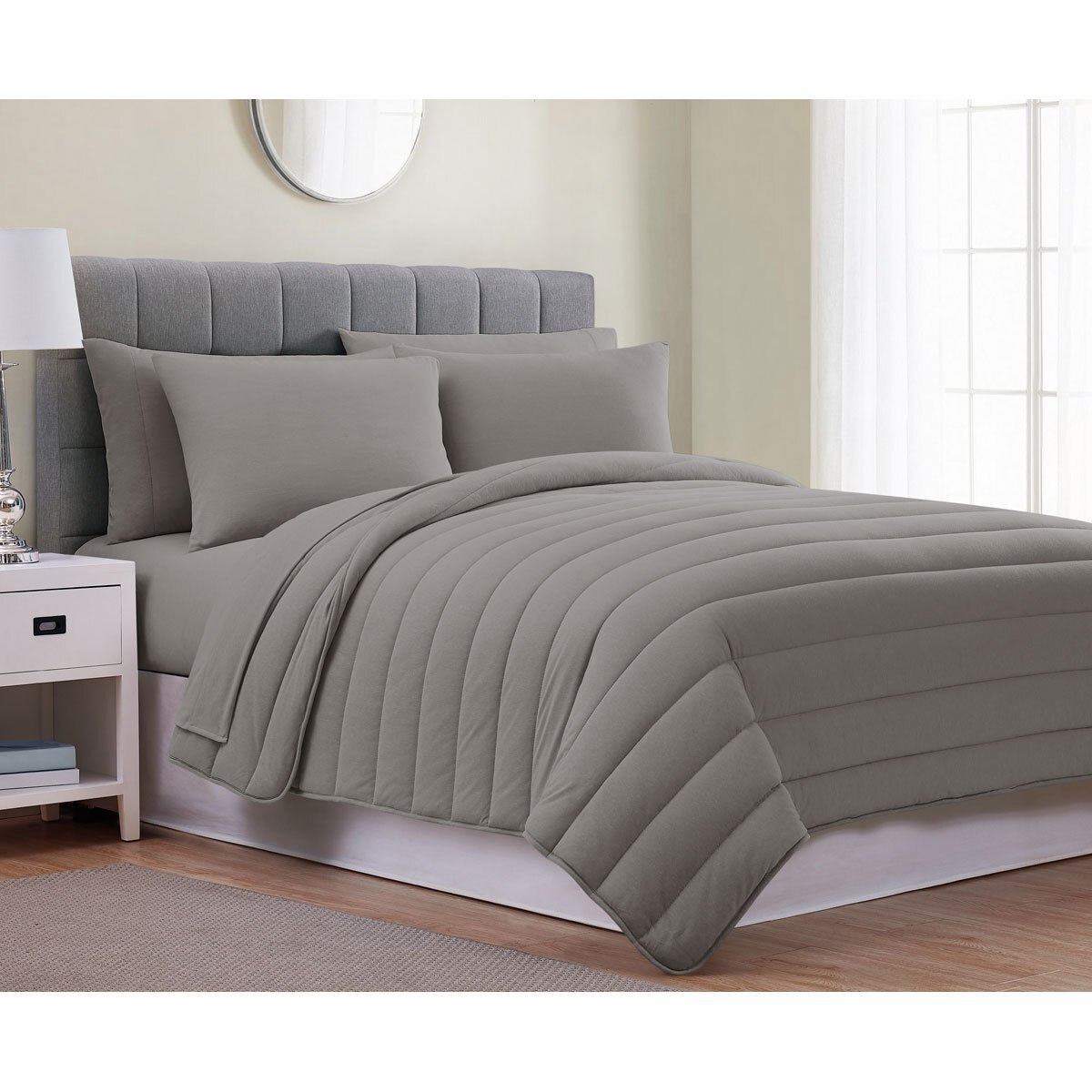 Edredón Gris Obscuro Heather Grey Silver & Sage - Matrimonial/queen