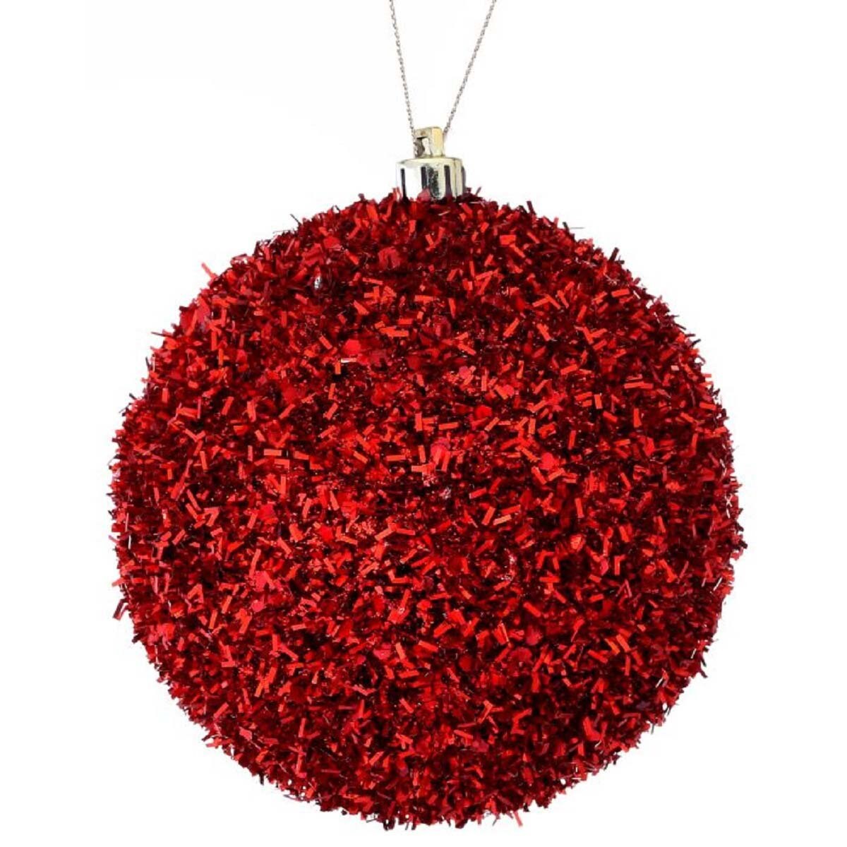 Esfera Roja Retro de Oropel 10 Cm