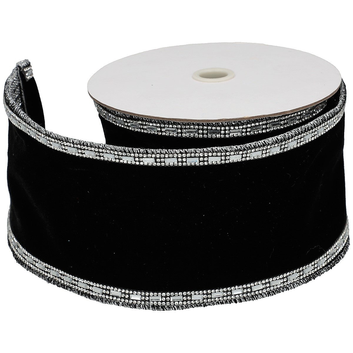 Listón de terciopelo negro con piedras bordadas 4.5metros - Sears