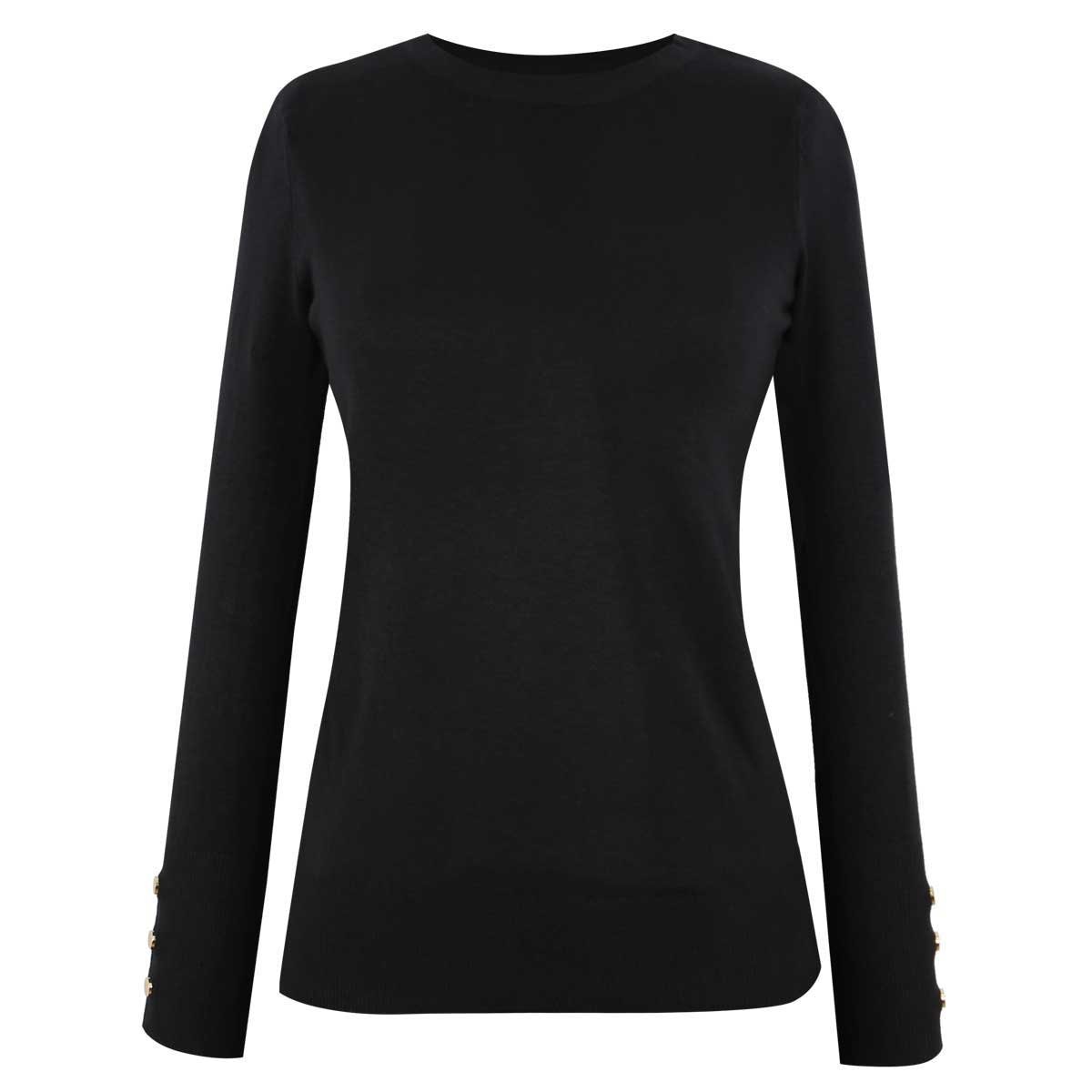 Suéter Negro con Cuello Redondo Diseño Liso Just By Basel