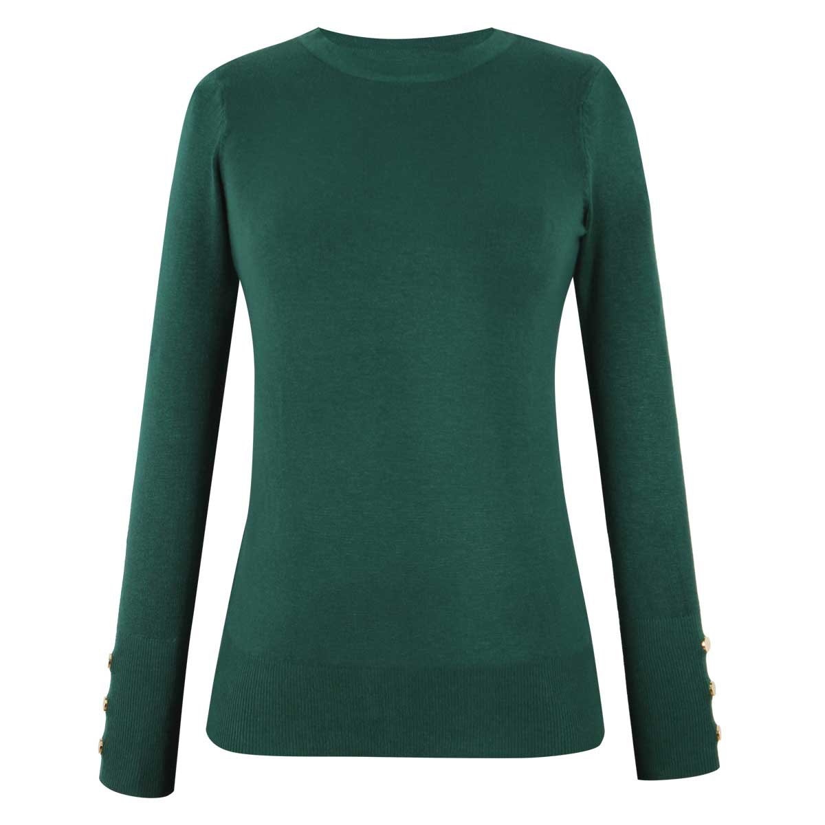Suéter Verde con Cuello Redondo Diseño Liso Just By Basel