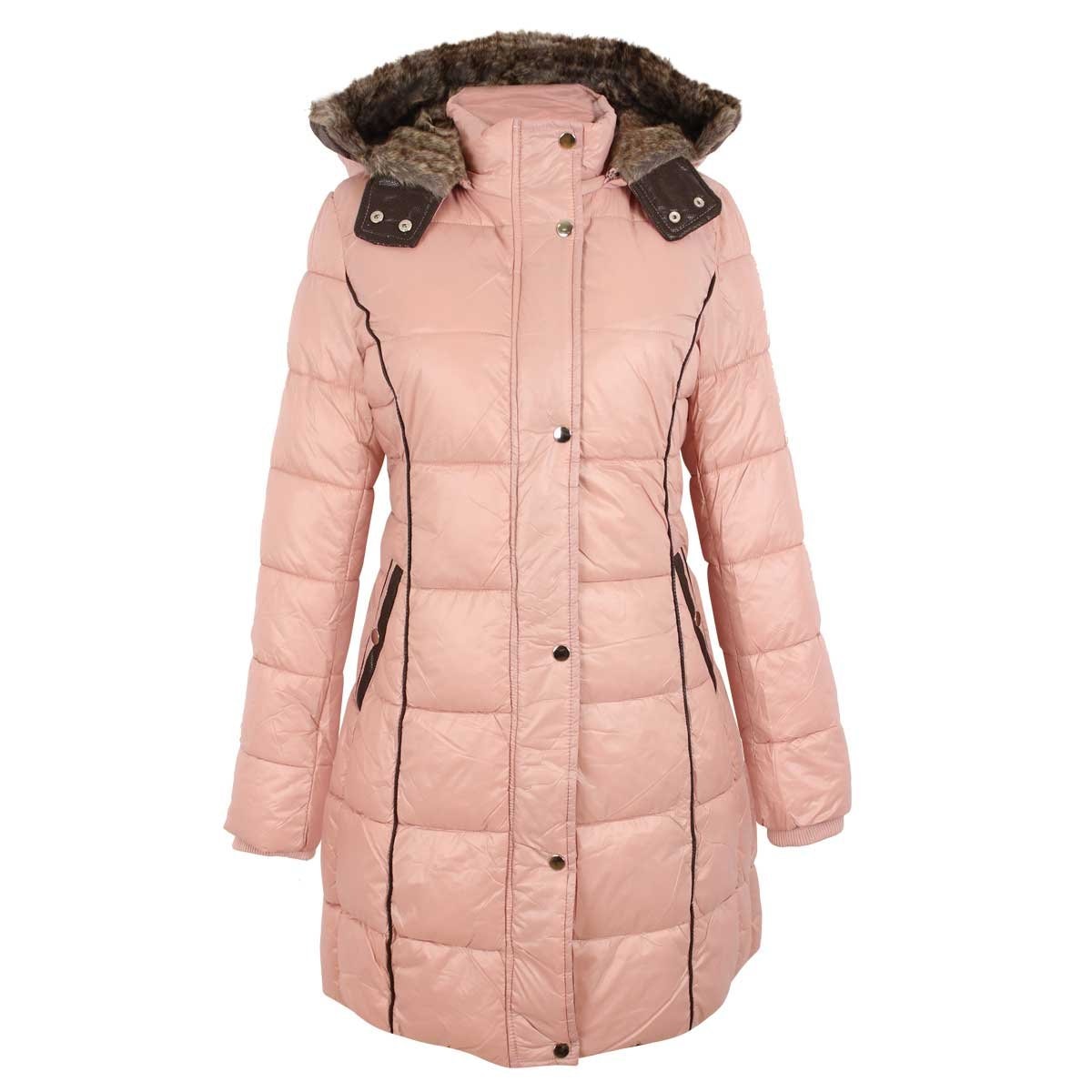 Chamarra Rosa Cuello Tortuga Diseño Capitonado Liso Basel