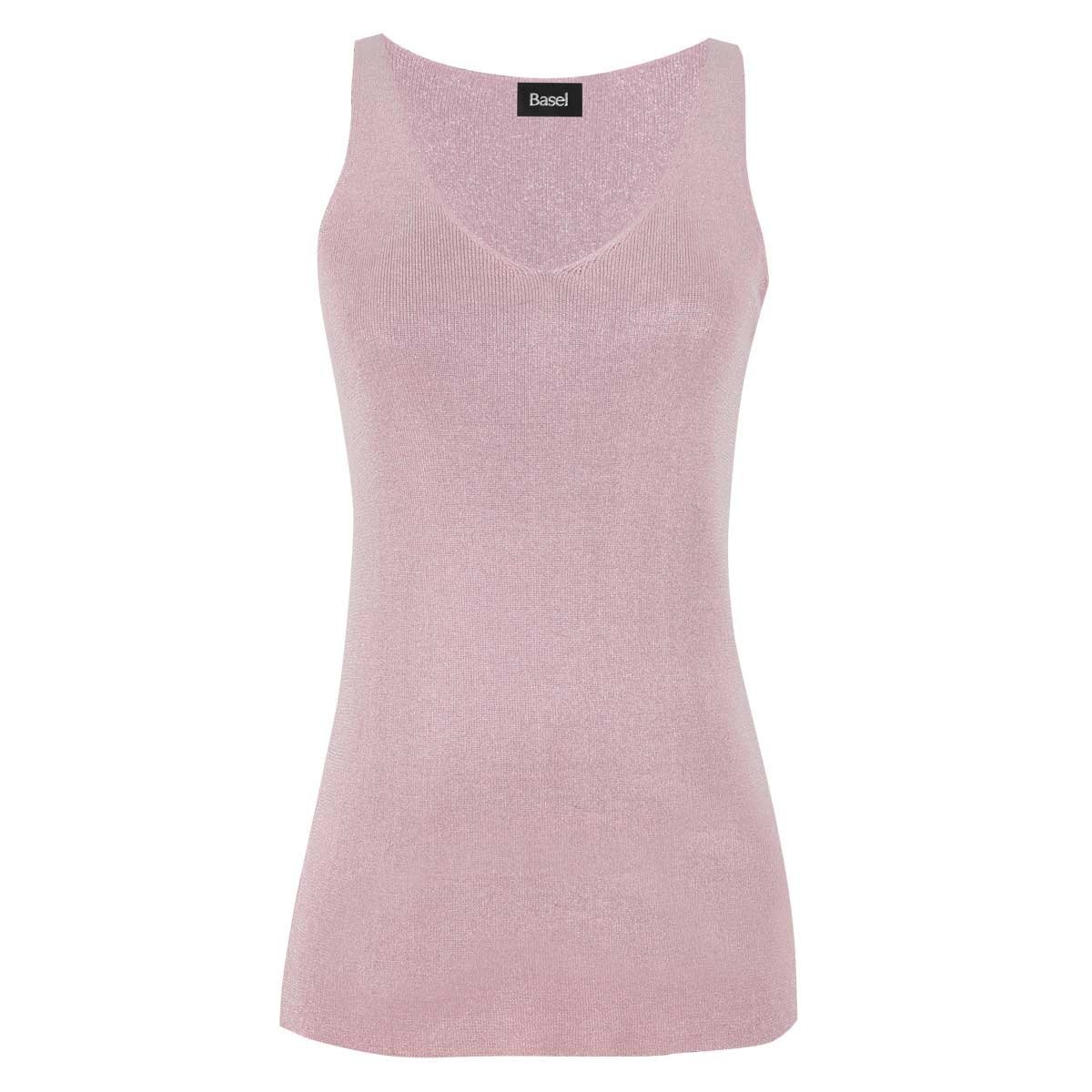 Top Rosa Sin Manga Cuello V Diseño Lurex Basel