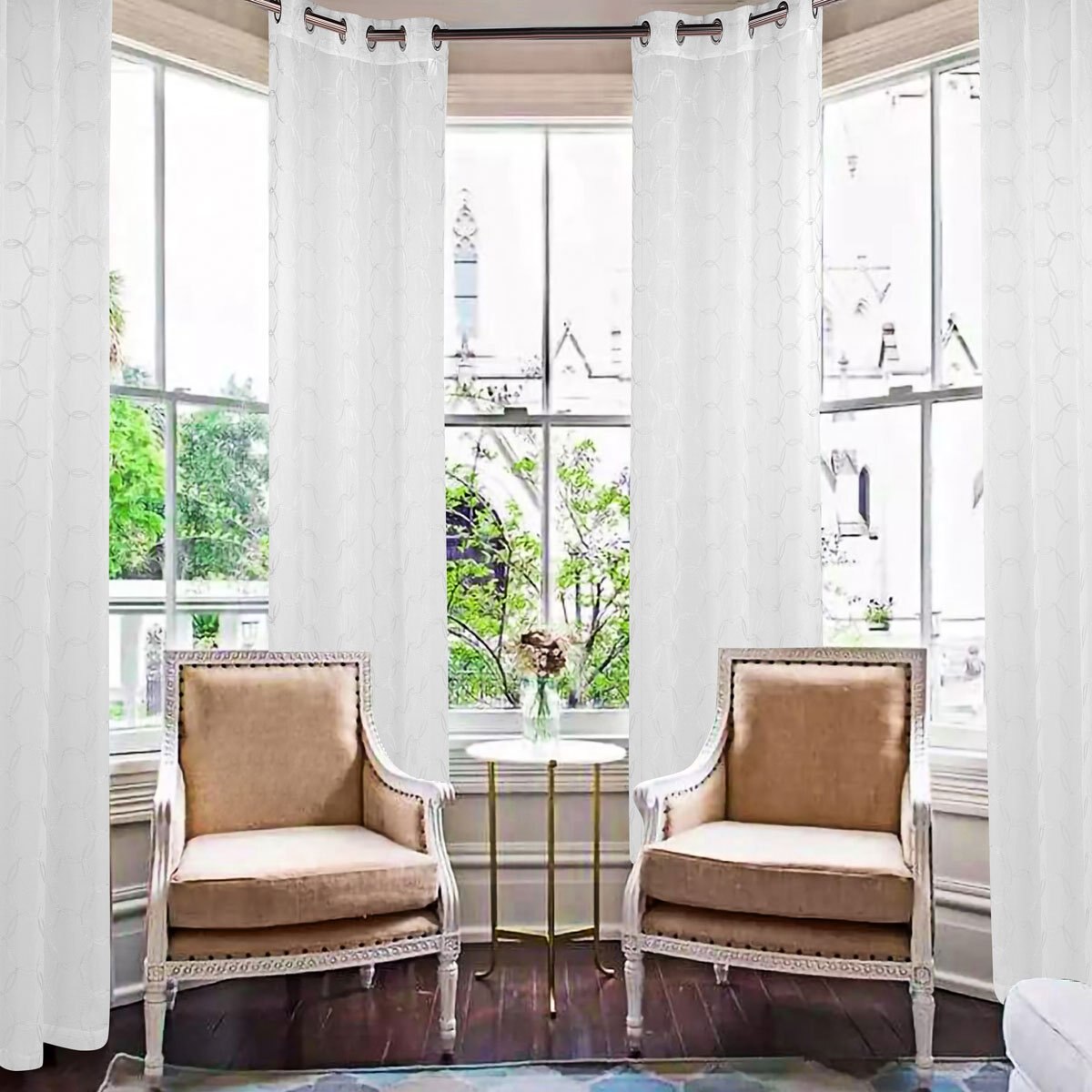 Cortina 4 Panels .95X2.10 Ashland Semi Transparente Blanco/linen Chd ...