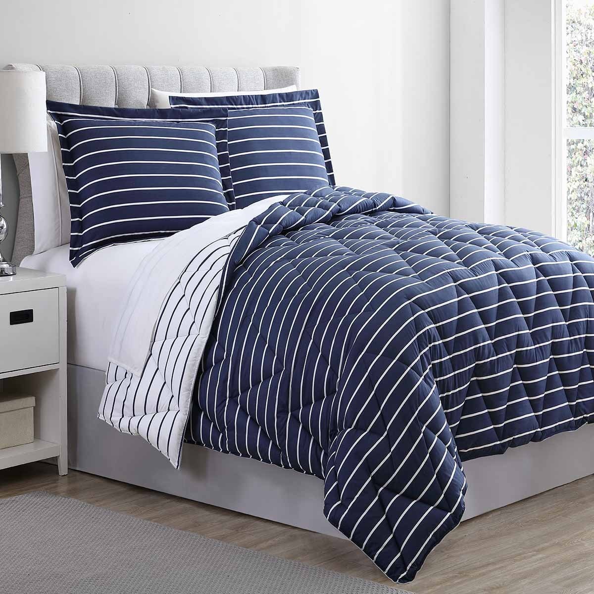 Edredón Azul Reversible Manor Ridge - Matrimonial / Queen Size