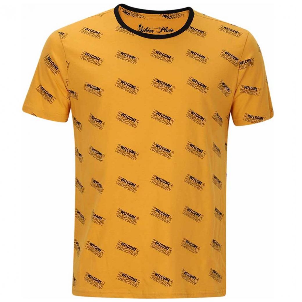 Playera Slim Fit Amarilla para Caballero Silver Plate Modelo 12094