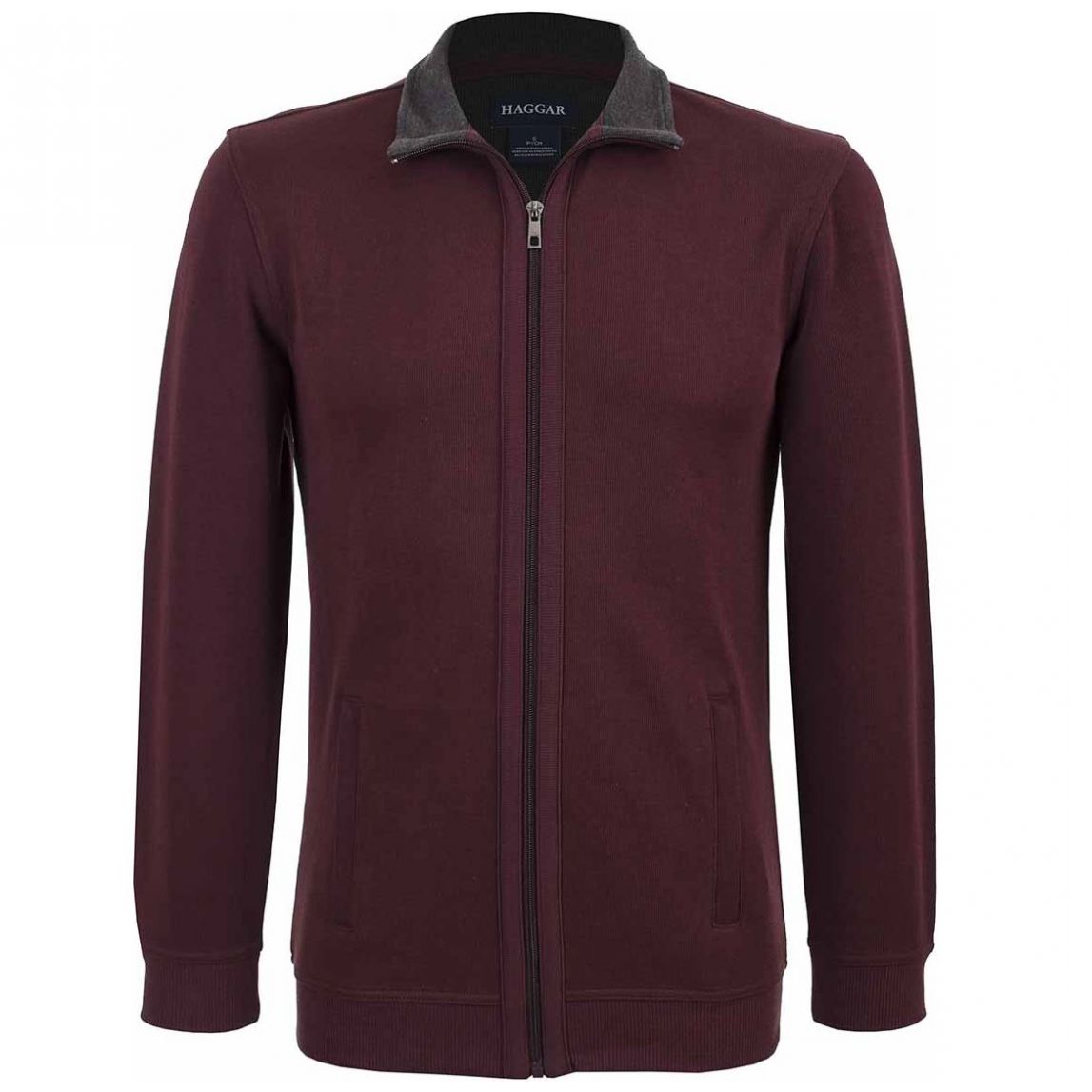 Suéter Rojo Obscuro con Cierre al Frente para Caballero Haggar