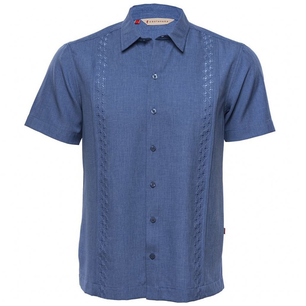 Guayabera Azul Medio Plus para Caballero Costavana