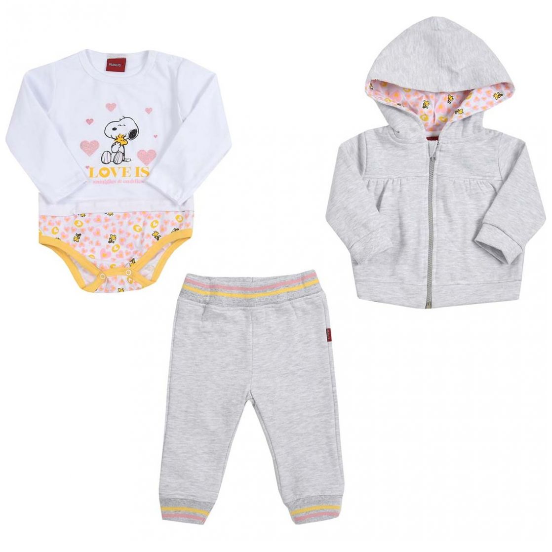 Conjunto de pants, sudadera y body para bebé snoopy modelo 21017-2 - Sears