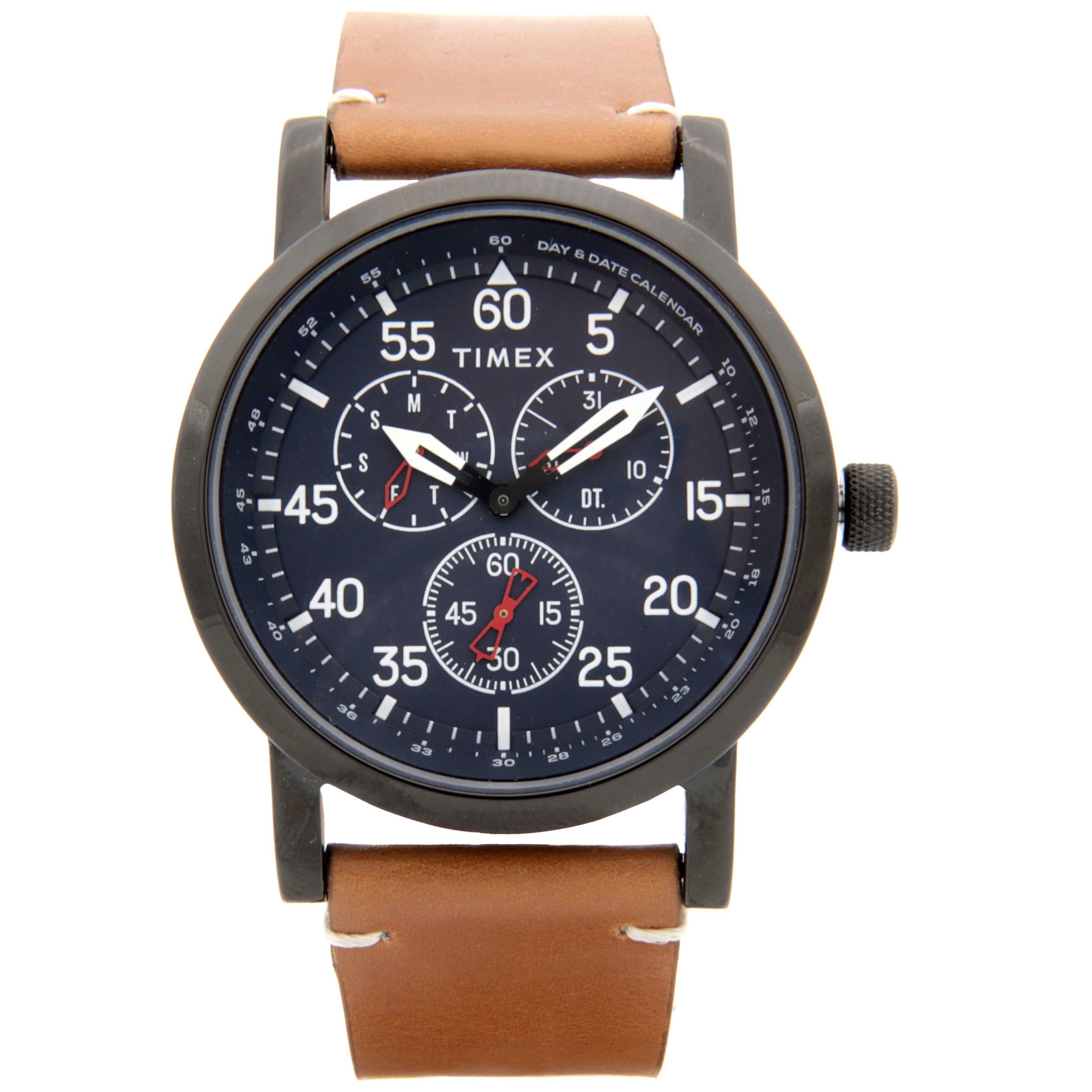 Reloj para caballero correa piel café timex fashion - Sears