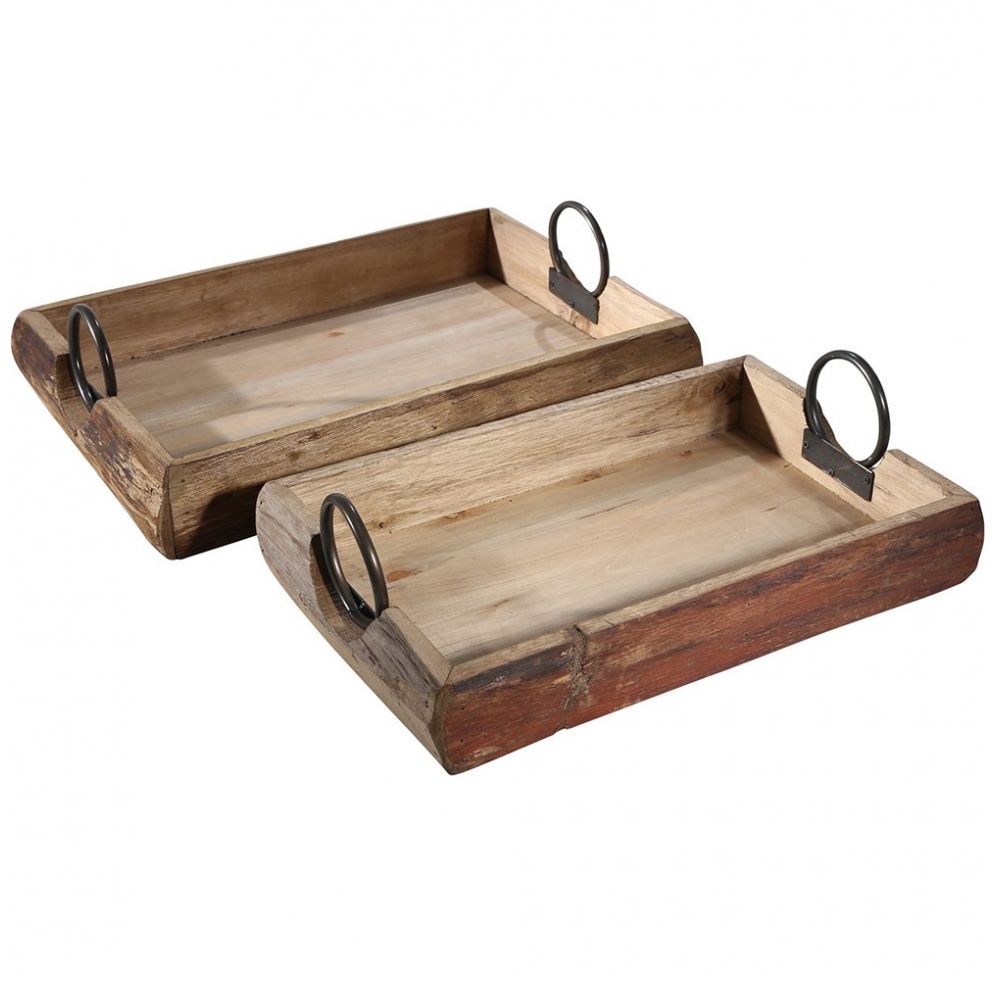 Set 2 charolas madera café sagebrook - Sears