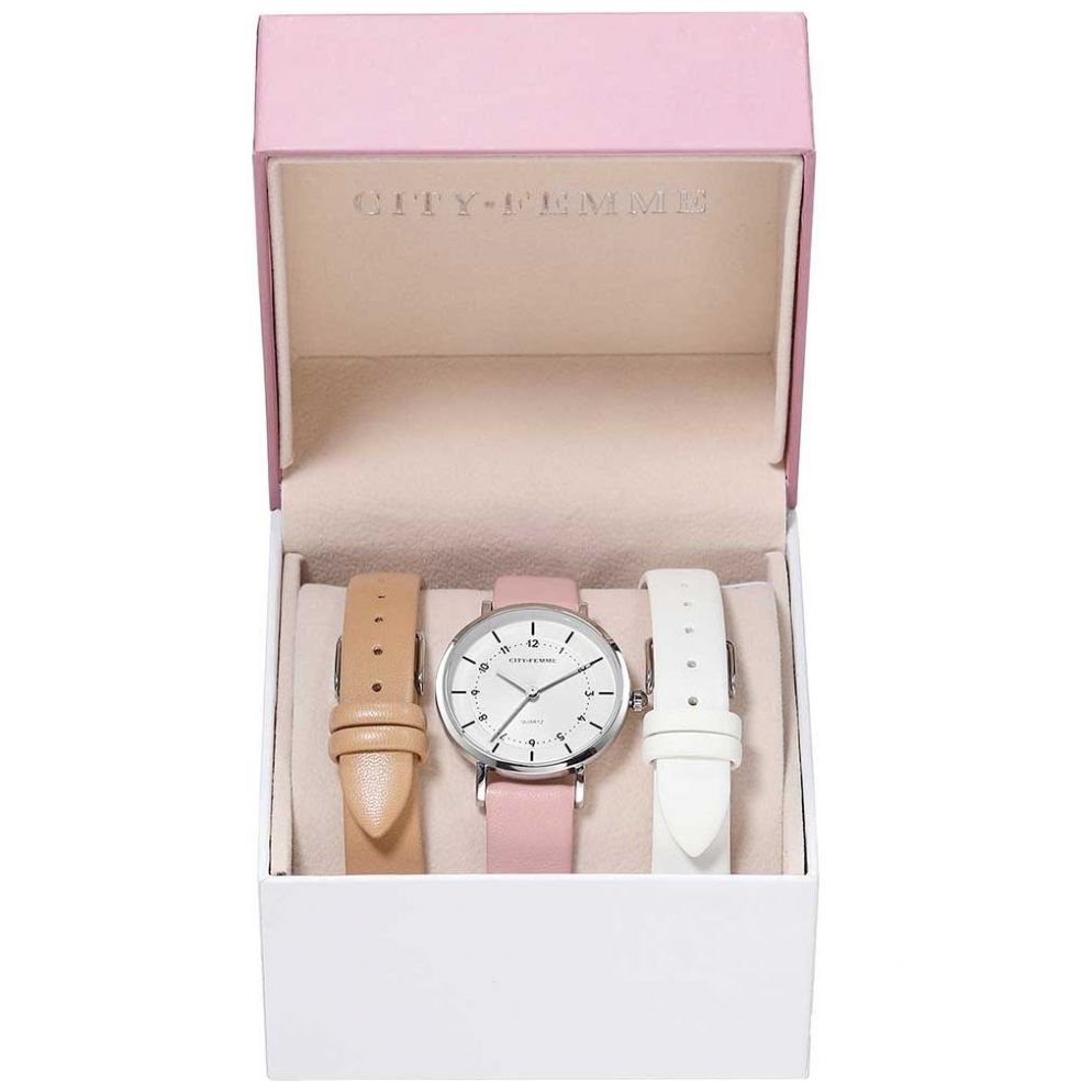 Set de Reloj para Mujer con 2 Correas Adionales City Femme Modelo Elo ...