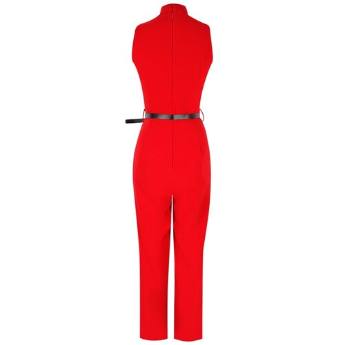 Jumpsuit City Femme Sin Manga Cuello Mao Diseño Liso