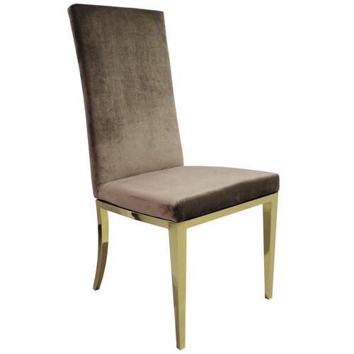 Silla Marbella Velvet Greige Pata Acero Gold Terzetto