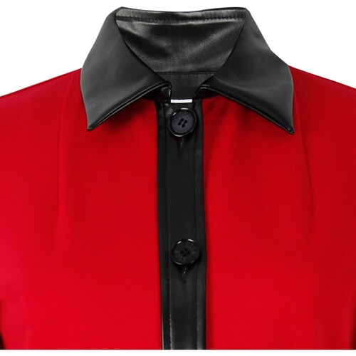 Abrigo para Mujer Manga Larga Cuello Camisero Diseño: Combinación Vinipiel Elle