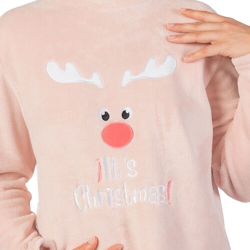 Pijama Playera Manga Larga Rudolph y Pantalón para Mujer