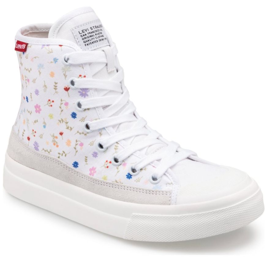 Tenis Casual de Bota con Flores Blanco Levis Z