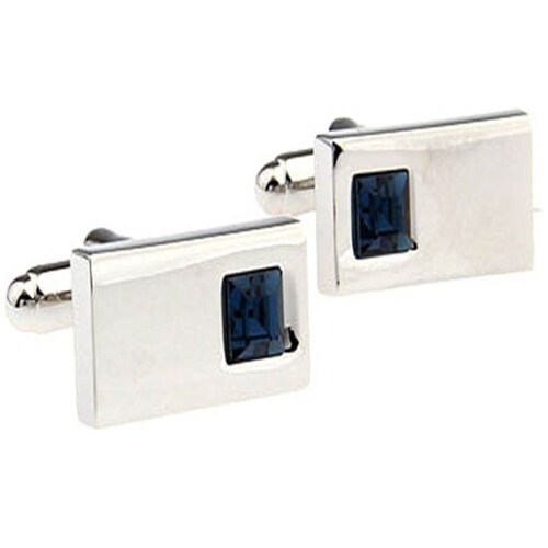 Mancuernilla de Laton con Cristal Plata Carlo Corinto