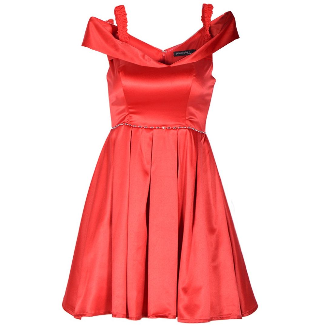 Vestido Corto Straple con Bordado de Heavy Satín Philosophy Jr Nights