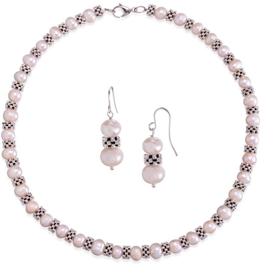 Set de Collar Y Aretes Blanco Sidney