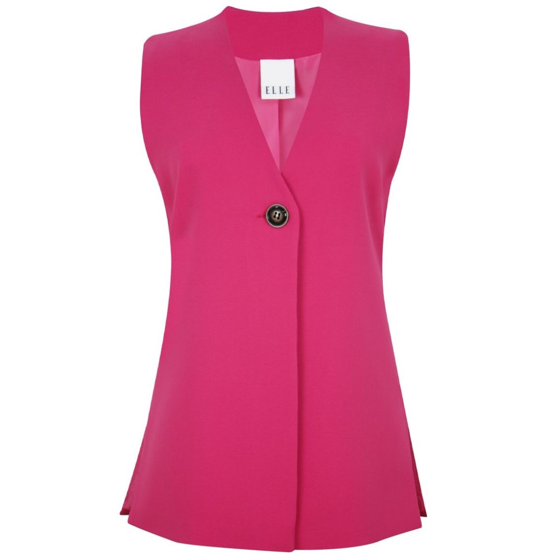 Chaleco para Mujer Manga Sin Mangas Cuello V Diseño: Liso con un Botón Elle