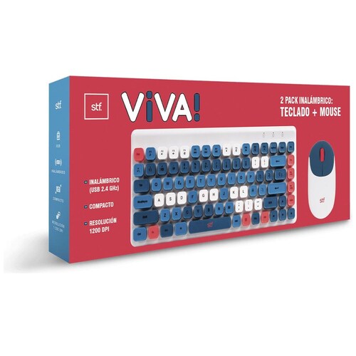 Teclado+ Mouse Stf Inalámbricos Juno Azul