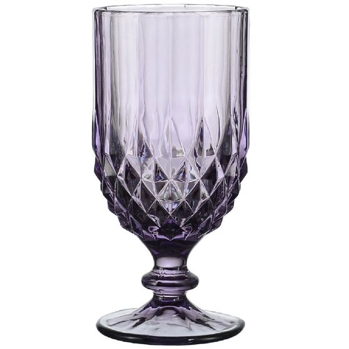 Copa de Vidrio para Vino Tinto Decorada en Relieve Morada Samyo