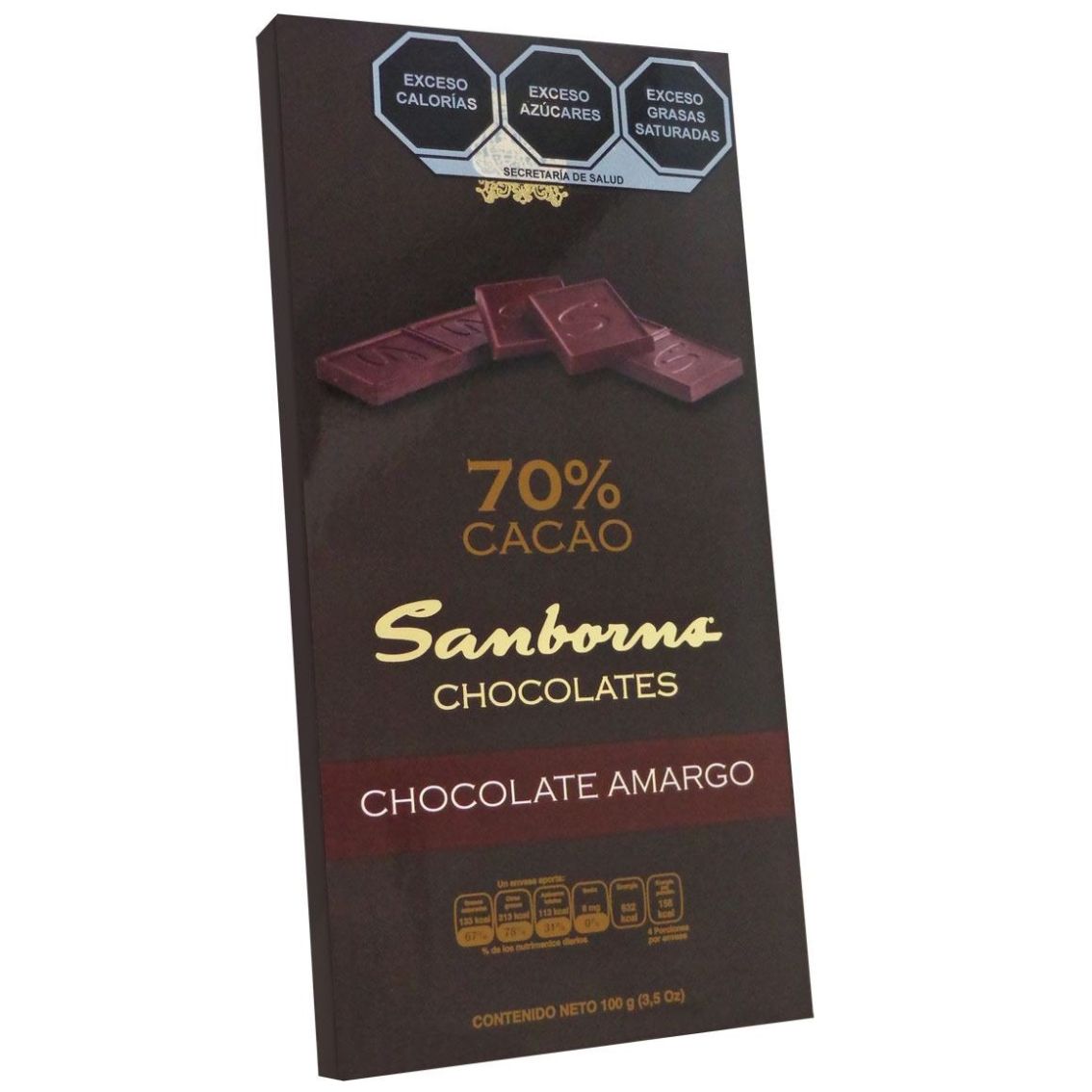 Tablilla Chocolate Oscuro 70% Cacao 100 G
