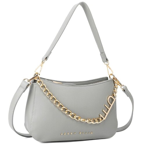 Bolsa Estilo Hobo Marca Perry Ellis Color Gris