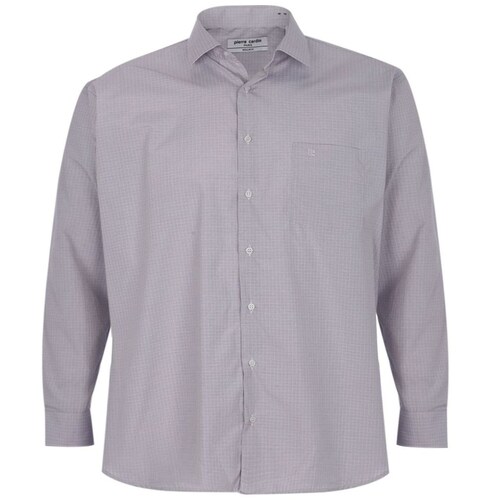 Camisa Manga Larga Minicuadros Gris Pierre Cardin para Hombre
