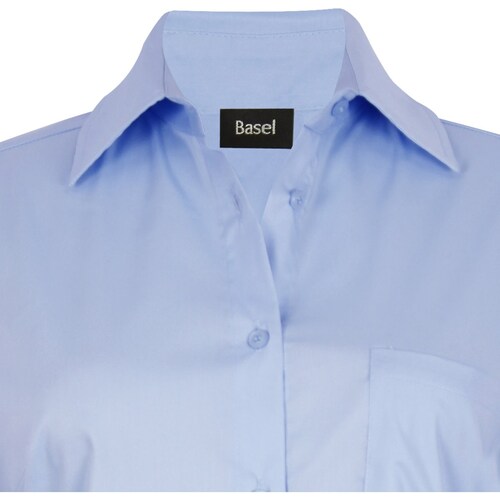 Camisa Basel Cuello Camisero Diseño Lisa con Puño Estampado