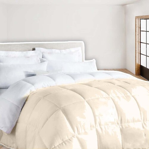 Edredón Matrimonial/queen Size Acolchado Reversible Yvory/blanco ...