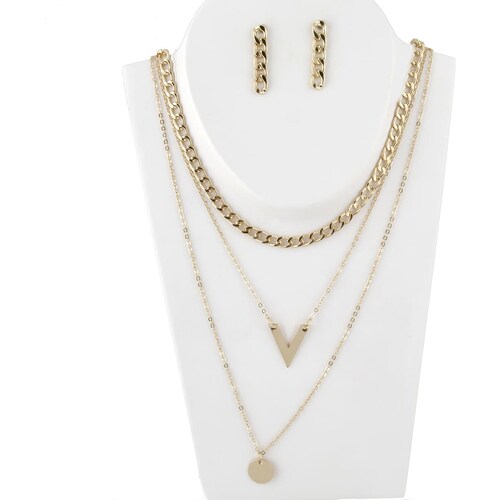 Juego de Aretes Y Collar Multicadena