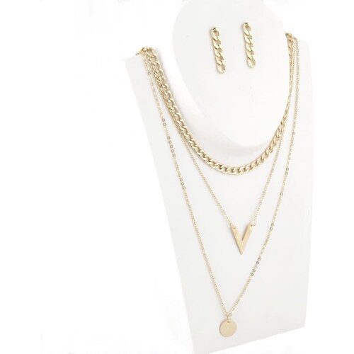Juego de Aretes Y Collar Multicadena