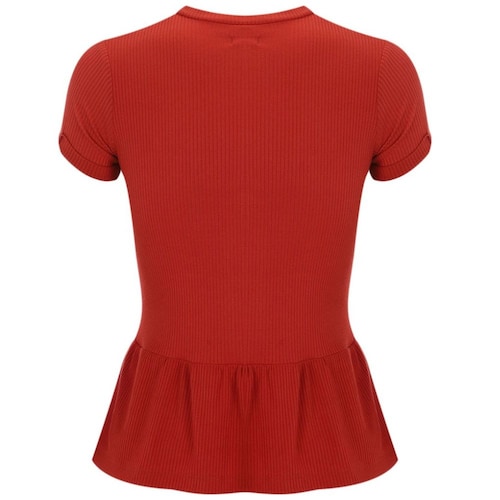 Blusa de Manga Corta Cuello Redondo con Olan Studio si