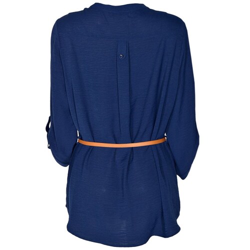 Blusa para Mujer, con Cinturón en Combinación y Elevación en Manga Davinchy