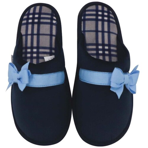 Pantufla Azul Destalonada con Moño Arra